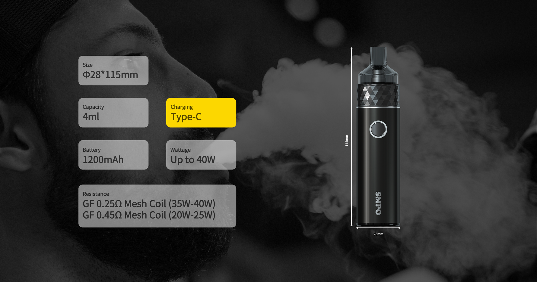 Electronic Cigarette Vape of Pod Mod Vape - SMPO Ample